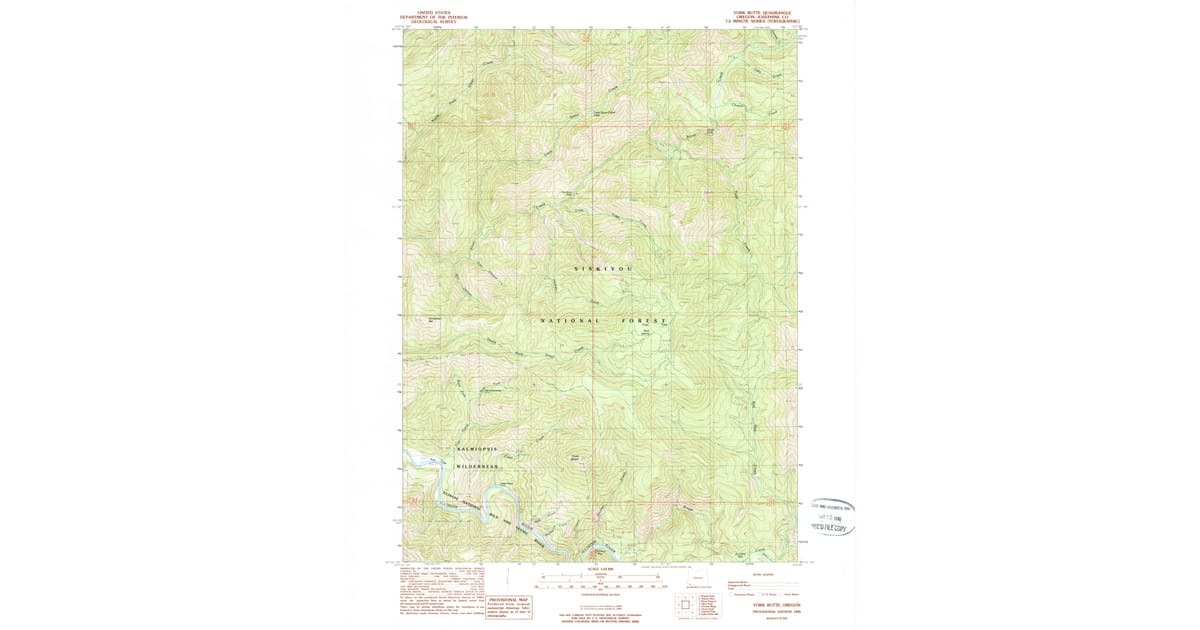1989 Map of York Butte, Josephine County, OR — High-Res | Pastmaps