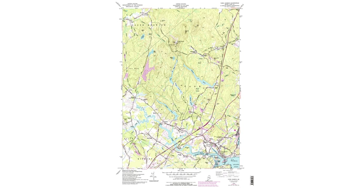1956 Map of York Harbor, ME — High-Res, 1994 Print | Pastmaps