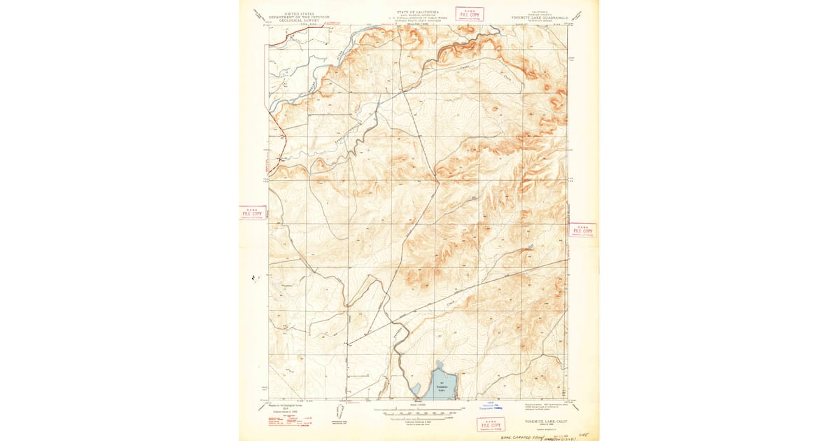 1948 Map of Yosemite Lake, Merced County, CA — High-Res | Pastmaps