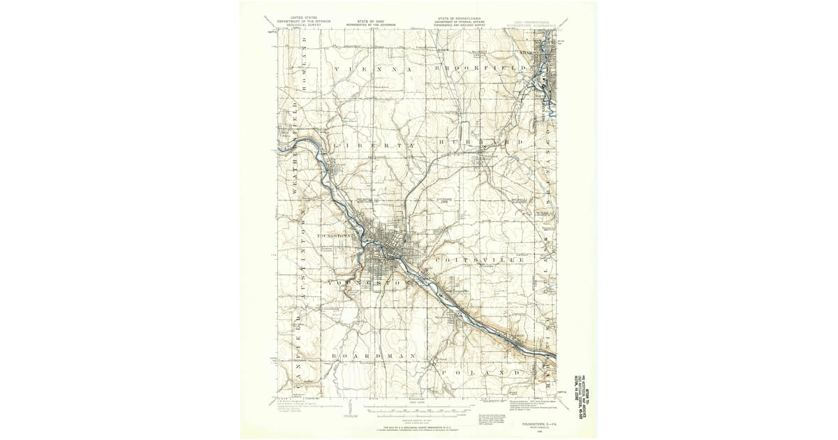 Old Maps of Boardman, OH for Hiking & Exploration | Pastmaps