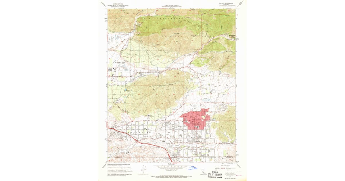 1967 Map of Yucaipa, CA — High-Res | Pastmaps
