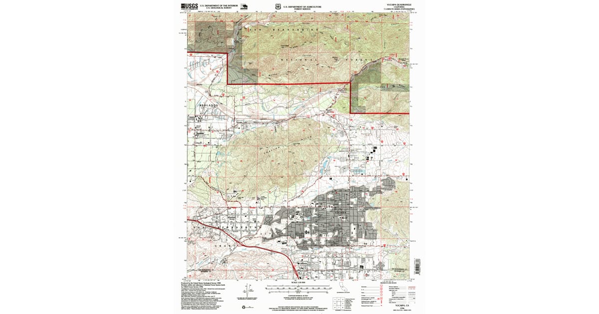 1996 Map of Yucaipa, CA — High-Res | Pastmaps