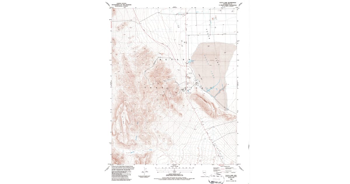 1986 Map of Yucca Lake, Nye County, NV — High-Res | Pastmaps