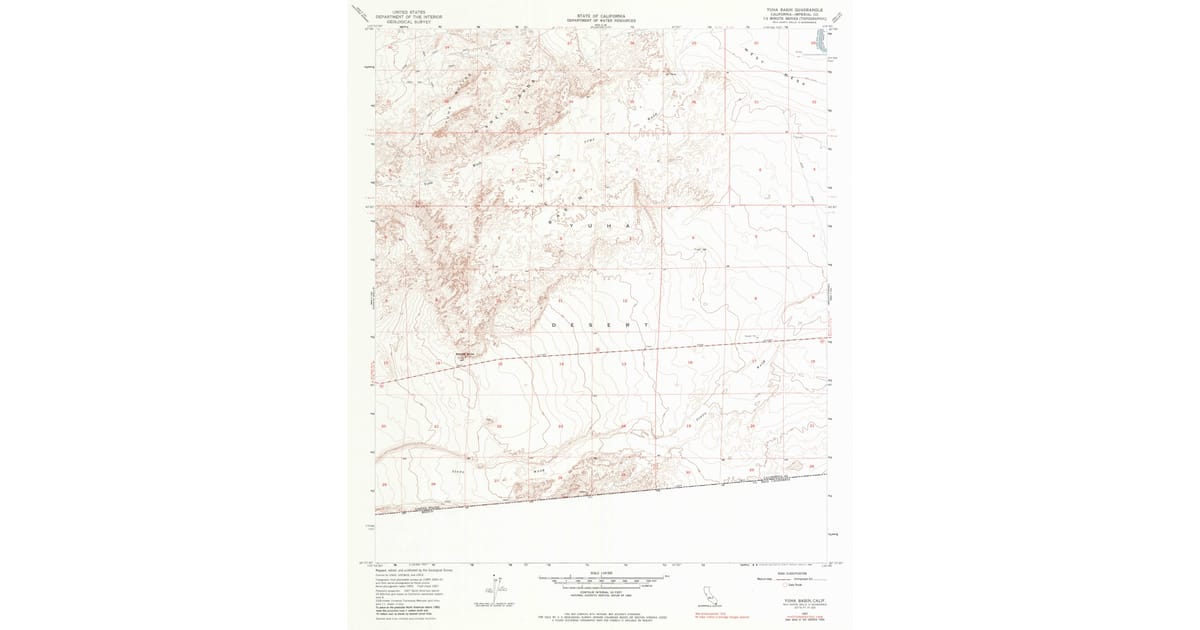 1957 Map of Yuha Basin, Imperial County, CA — High-Res, 1985 Print ...