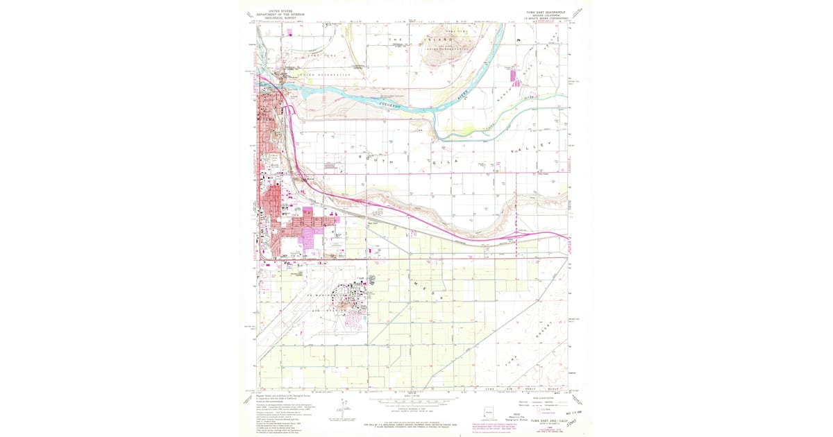 1965 Map of Yuma East, Yuma County, AZ — High-Res, 1979 Print | Pastmaps
