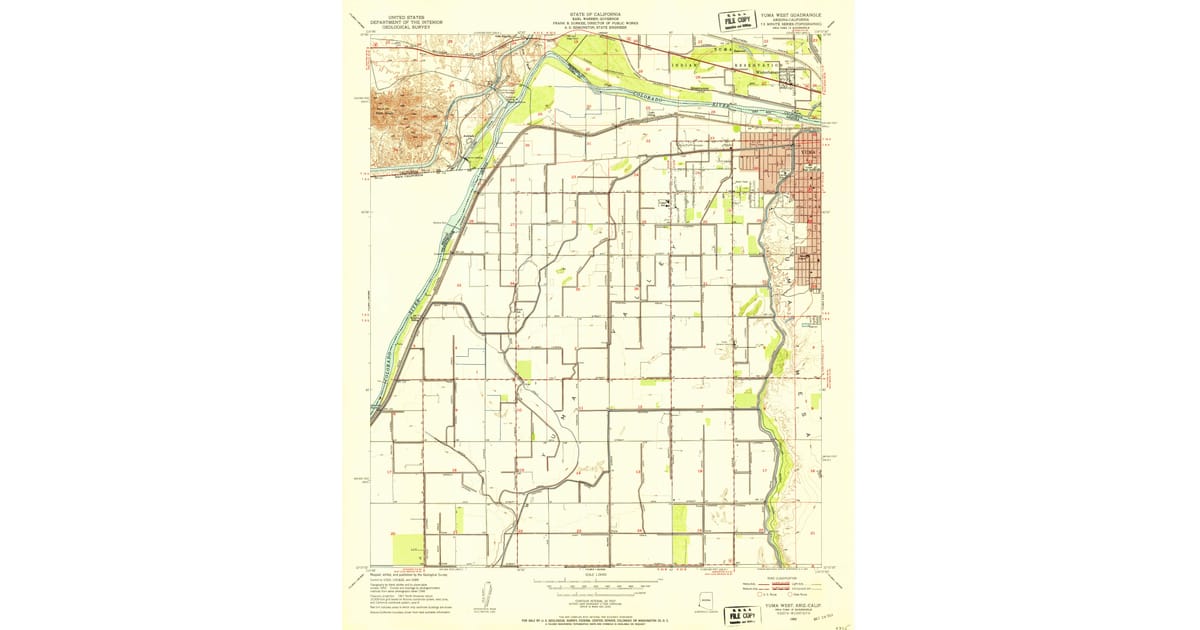 1952 Map of Yuma West, Yuma County, AZ — High-Res | Pastmaps