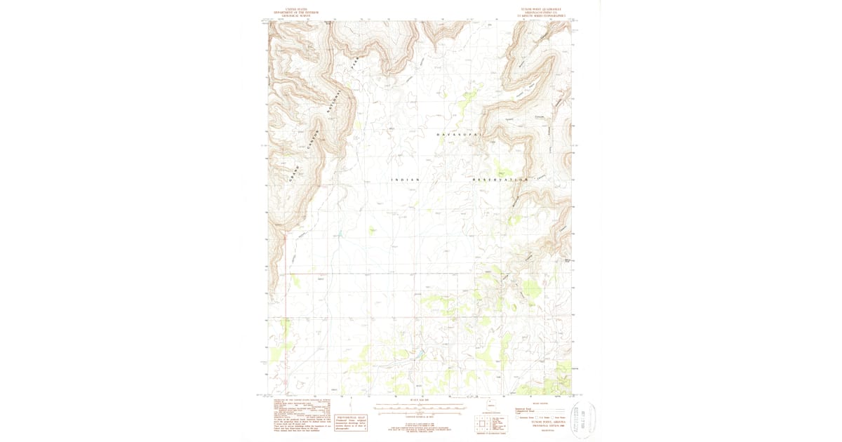 1988 Map of Yunosi Point, Coconino County, AZ — High-Res | Pastmaps