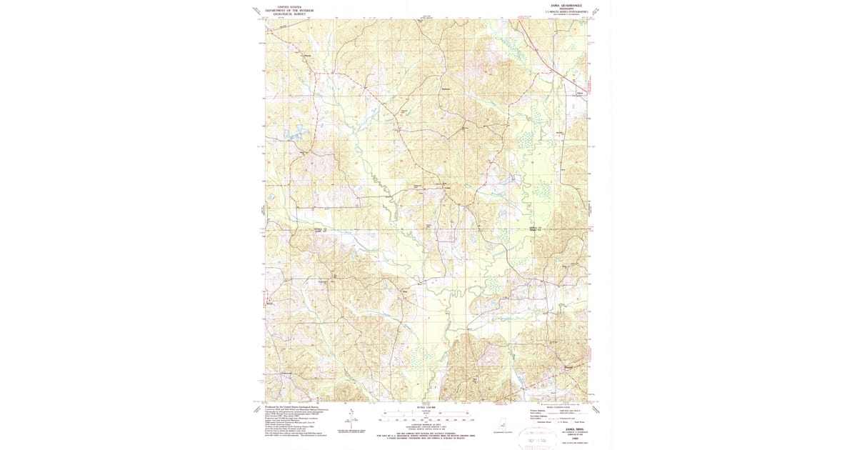 1989 Map of Zama, Attala County, MS — High-Res | Pastmaps