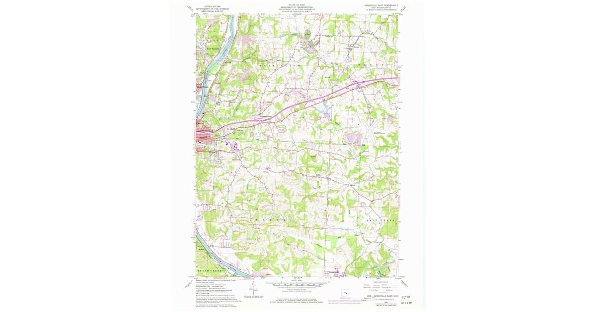 1961 Map of Zanesville East, Muskingum County, OH — High-Res, 1977 ...