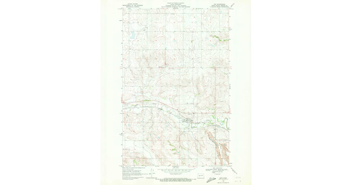 1969 Map of Zap, ND — High-Res | Pastmaps