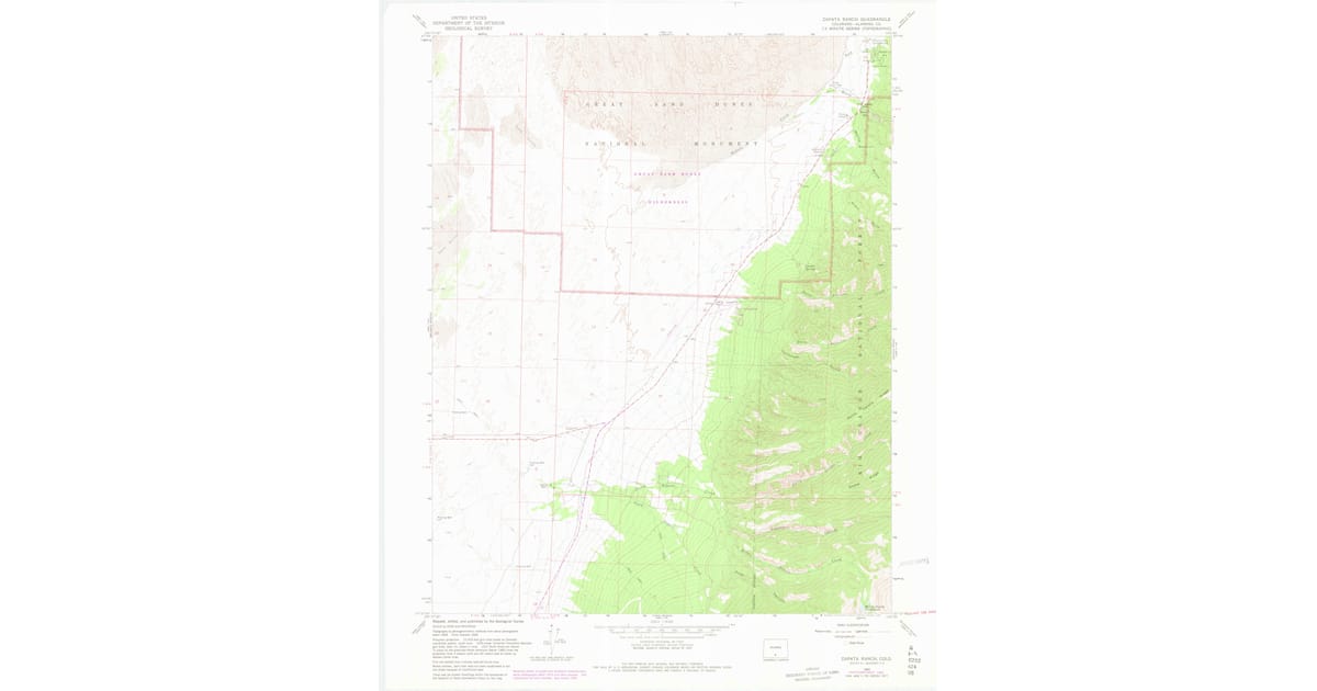 1965 Map of Zapata Ranch, Alamosa County, CO — High-Res, 1982 Print ...