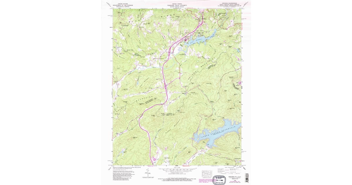 1946 Map of Zirconia, Henderson County, NC — High-Res, 1991 Print #2 ...