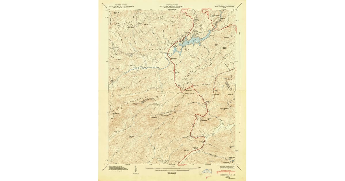 1947 Map of Zirconia, Henderson County, NC — High-Res | Pastmaps