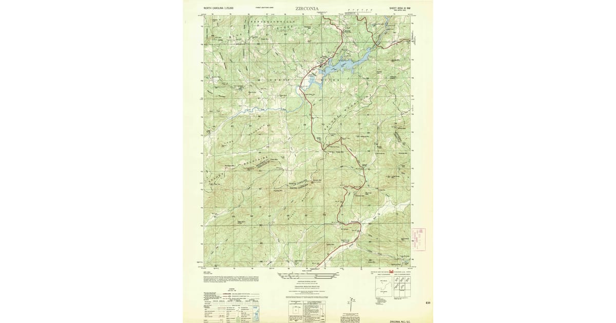 1954 Map of Zirconia, Henderson County, NC — High-Res | Pastmaps