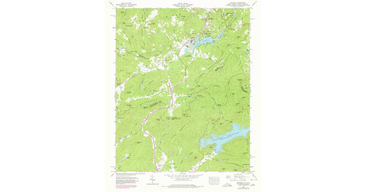 1959 Map of Zirconia, Henderson County, NC — High-Res, 1979 Print ...